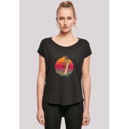 T-Shirt F4NT4STIC "K&ouml;nig der L&ouml;wen Timon Sunset", Damen, Gr. XS, schwarz, Obermaterial: 100% Baumwolle, regular fit, Rundhals, ohne B&uuml;ndchen, Shirts T-Shirt, Print