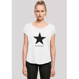 T-Shirt F4NT4STIC "David Bowie Star Logo", Damen, Gr. S, weiß, Obermaterial: 100% Baumwolle, regular fit, Rundhals, ohne Bündchen, Shirts, Print