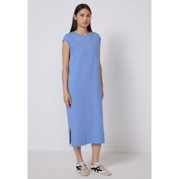 Jerseykleid STREET ONE STUDIO, Damen, Gr. 44, EURO-Gr&ouml;&szlig;en, sunset blau, Web, 50% Baumwolle, 46% Polyester, 4% Elasthan, unifarben, normal wadenlang, Rundhals, B&uuml;ndchen, Kleider Jerseykleid, soft und trageangenehm