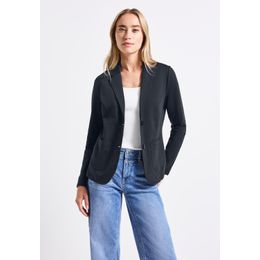 Kurzblazer Street One, Damen, Gr. 34, deepwater blau, Web, Obermaterial: 93% Baumwolle, 7% Elasthan; Futter: 100% Elasthan, unifarben, normal normal, V-Ausschnitt, abgesteppt, Blazer Kurzblazer, aus Baumwolle mit Stretchanteil