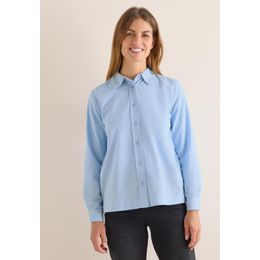 Hemdbluse Cecil, Damen, Gr. XL (44), light sky blau, Cord, 100% Baumwolle, unifarben, klassisch normal, V-Ausschnitt, Manschette, Blusen Hemdbluse, mit Knopfleiste