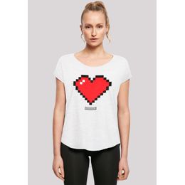 T-Shirt F4NT4STIC "Pixel Herz Good Vibes Happy People", Damen, Gr. S, wei&szlig;, Obermaterial: 100% Baumwolle, regular fit, Rundhals, ohne B&uuml;ndchen, Shirts T-Shirt, Print