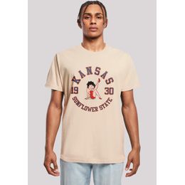 T-Shirt F4NT4STIC "Betty Boop Kansas Sunflower State", Herren, Gr. L, sand, Obermaterial: 100% Baumwolle, regular fit, Rundhals, ohne Bündchen, Shirts, Premium Qualität