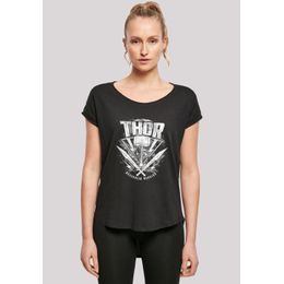 T-Shirt F4NT4STIC "Marvel Thor Ragnarok Thor Hammer Logo", Damen, Gr. L, schwarz, Obermaterial: 100% Baumwolle, regular fit, Rundhals, ohne B&uuml;ndchen, Shirts T-Shirt, Print