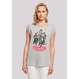 T-Shirt F4NT4STIC "Stranger Things Retro Bikers", Damen, Gr. 4XL, grau (erdgrau), Obermaterial: 100% Baumwolle, regular fit, Rundhals, ohne B&uuml;ndchen, Shirts T-Shirt, Premium Qualit&auml;t
