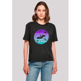 T-Shirt F4NT4STIC "Retro Alien Weltraum Sonnenuntergang", Damen, Gr. L, schwarz, Obermaterial: 100% Baumwolle, oversize, Rundhals, ohne B&uuml;ndchen, Shirts T-Shirt, Premium Qualit&auml;t