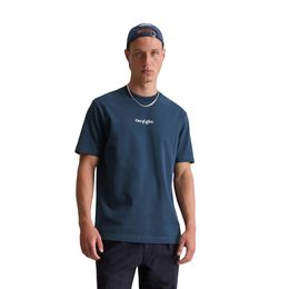 Marc O'Polo T-Shirt MARC O'POLO DENIM "mit Rückenprint", Herren, Gr. L, blau (azurite), Obermaterial: 100% Baumwolle, unifarben, relaxed fit, Rundhals, normaler Saum, Shirts