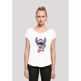 T-Shirt F4NT4STIC "Disney Lilo & Stitch Weihnachten", Damen, Gr. S, wei&szlig;, Obermaterial: 100% Baumwolle, regular fit, Rundhals, ohne B&uuml;ndchen, Shirts T-Shirt, Print