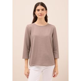 3/4-Arm-Shirt Cecil, Damen, Gr. S (38), beige (natural taupe), Stoff, 80% Viskose, 17% Polyester, 3% Elasthan, Strukturmuster, comfort fit normal, U-Boot-Ausschnitt, abgesteppt, Shirts 3/4-Arm-Shirt, mit Materialmix