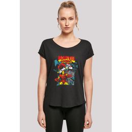 T-Shirt F4NT4STIC "Long Cut T-Shirt 'Marvel Comics Trio Pose'", Damen, Gr. L, schwarz, Obermaterial: 100% Baumwolle, regular fit, Rundhals, ohne B&uuml;ndchen, Shirts T-Shirt, Damen,Premium Merch,Lang,Longshirt,Logo Print