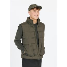 Steppweste LES'ARCS "Mackod", Jungen, Gr. 152, dunkelgrau, 100% Polyamid, normal, hoch geschlossener Ausschnitt, Westen Steppweste, mit wasserabweisender Bionic-Finish-Beschichtung