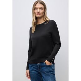 Strickpullover Street One, Damen, Gr. 40, schwarz, Feinstrick, 75% Viskose, 25% Nylon, unifarben, normal normal, Rundhals, B&uuml;ndchen, Pullover Strickpullover, aus softem Materialmix