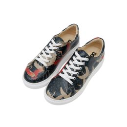Plateausneaker DOGO "Myra Low-Top Sneaker We Rise, We Heal Damen Sneaker", Damen, Gr. 36, Normalschaft, schwarz, Lederimitat, Schuhe Skaterschuh Schn&uuml;rschuh Sneaker low, Handgefertigt