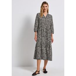 Midikleid Street One, Damen, Gr. 34, EURO-Größen, grün (pine grove grün), Stoff, 100% Viskose, bedruckt, normal wadenlang, V-Ausschnitt, Bündchen, Kleider, aus Viskose