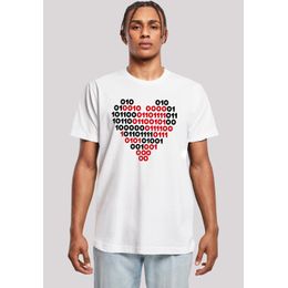 T-Shirt F4NT4STIC "I love you 01001001 Binary Code Herz Valentinstag", Herren, Gr. L, weiß, Obermaterial: 100% Baumwolle, regular fit, Rundhals, ohne Bündchen, Shirts, Premium Qualität