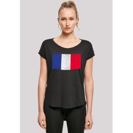T-Shirt F4NT4STIC "France Frankreich Flagge distressed", Damen, Gr. L, schwarz, Obermaterial: 100% Baumwolle, regular fit, Rundhals, ohne B&uuml;ndchen, Shirts T-Shirt, Print