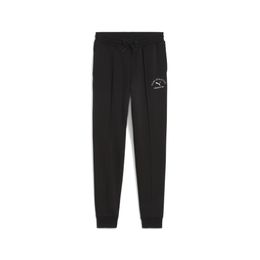 Sporthose Puma "Puma Class Jogginghose Jungen", Mädchen, Gr. 128, Normalgrößen, schwarz, 68% Baumwolle, 32% Polyester, bedruckt, regular fit, Hosen
