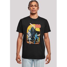 T-Shirt F4NT4STIC "Star Wars Vintage Comic Scene", Herren, Gr. L, schwarz, Obermaterial: 100% Baumwolle, regular fit, Rundhals, ohne Bündchen, Shirts, Herren,Premium Merch,Regular-Fit,Basic,Bedruckt