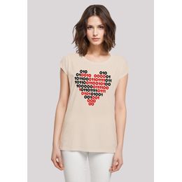 T-Shirt F4NT4STIC "I love you Binary Code Herz", Damen, Gr. 4XL, wei&szlig; (sandwei&szlig;), Obermaterial: 100% Baumwolle, regular fit, Rundhals, ohne B&uuml;ndchen, Shirts T-Shirt, Premium Qualit&auml;t