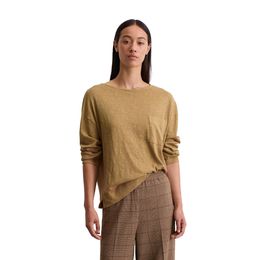 Marc O'Polo Langarmshirt MARC O'POLO "aus Slub Jersey", Damen, Gr. M, braun (pure sand), Obermaterial: 100% Baumwolle, unifarben, Basic, regular fit, U-Boot-Ausschnitt, normaler Saum, Shirts