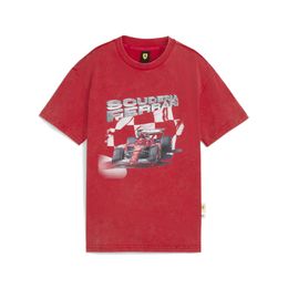 T-Shirt Puma "Scuderia Ferrari Sportswear Car Graphic T-Shirt Jugendliche", Mädchen, Gr. 116, rot (rosso corsa rot), Obermaterial: 100% Baumwolle; Rippe: 29% Polyester, 71% Baumwolle, clean, regular fit, Rundhals, Shirts