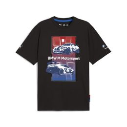 T-Shirt Puma "BMW M Motorsport Block T-Shirt Herren", Herren, Gr. XL, schwarz, Obermaterial: 100% Baumwolle; Rippe: 71% Baumwolle, 29% Polyester, bedruckt, relaxed fit, Rundhals, Shirts