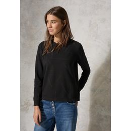 Langarmshirt Cecil, Damen, Gr. L (42), schwarz, Stoff, 66% Polyester, 20% Viskose, 10% Metallfasern, 4% Elasthan, gemustert, normal normal, Rundhals, B&uuml;ndchen, Shirts Langarmshirt, mit Glitzer-Details