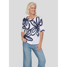 Print-Shirt Rabe "T-Shirt", Damen, Gr. 36, blau (dunkelblau), 100%Baumwolle, gemustert, gerade, Shirts