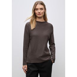 Strickpullover Street One, Damen, Gr. 44, schwarz nomad braun meliert, Stoff, 51% Viskose, 30% Polyester, 19% Polyamid, Strukturmuster, normal normal, Rundhals, abgesteppt, Pullover, aus softem Materialmix