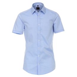 Businesshemd Venti "Venti Businesshemd Kurzarm uni", Herren, Gr. 37, Normalgr&ouml;&szlig;en, blau (mittelblau), 100% Baumwolle, unifarben, sehr figurbetont, Hemden