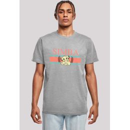 T-Shirt F4NT4STIC "Disney K&ouml;nig der L&ouml;wen Simba Stripes", Herren, Gr. S, grau (erdgrau), Obermaterial: 100% Baumwolle, regular fit, Rundhals, ohne B&uuml;ndchen, Shirts T-Shirt, Print