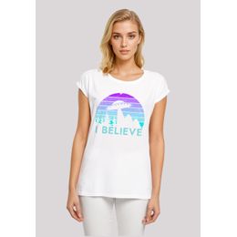 T-Shirt F4NT4STIC "I BELIEVE UFO Alien Raumschiff Retro", Damen, Gr. 4XL, wei&szlig;, Obermaterial: 100% Baumwolle, regular fit, Rundhals, ohne B&uuml;ndchen, Shirts T-Shirt, Premium Qualit&auml;t