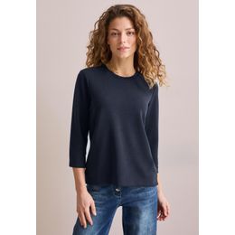 Rundhalsshirt Cecil, Damen, Gr. XL (44), blau (universal blau), Stoff, 46% Modal, 46% Polyester, 8% Elasthan, unifarben, gerade normal, Rundhals, Bündchen, Shirts, mit 3/4 Ärmeln