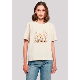 T-Shirt F4NT4STIC "Ostern Küken Ei Blumen", Damen, Gr. L, weiß (sandweiß), Obermaterial: 100% Baumwolle, oversize, Rundhals, ohne Bündchen, Shirts, Premium Qualität