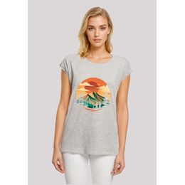 T-Shirt F4NT4STIC "Sonnenuntergang Berglandschaft", Damen, Gr. S, grau (erdgrau), Obermaterial: 100% Baumwolle, regular fit, Rundhals, ohne B&uuml;ndchen, Shirts T-Shirt, Premium Qualit&auml;t