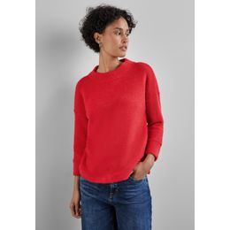 3/4-Arm-Shirt Street One, Damen, Gr. 44, rot (mandarin rot), Stoff, 65% Polyamid, 23% Polyester, 12% Viskose, unifarben, normal normal, hoch geschlossener Ausschnitt, B&uuml;ndchen, Shirts 3/4-Arm-Shirt, im angenehmen Materialmix