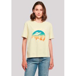 T-Shirt F4NT4STIC "I Believe UFO Alien Sonnenuntergang", Damen, Gr. L, gelb (softgelb), Obermaterial: 100% Baumwolle, oversize, Rundhals, ohne B&uuml;ndchen, Shirts T-Shirt, Premium Qualit&auml;t