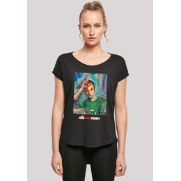 T-Shirt F4NT4STIC "Big Bang Theory Sheldon Loser Painting", Damen, Gr. S, schwarz, Obermaterial: 100% Baumwolle, regular fit, Rundhals, ohne B&uuml;ndchen, Shirts T-Shirt, Damen,Premium Merch,Lang,Longshirt,Bedruckt