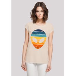 T-Shirt F4NT4STIC "Alien Sonnenuntergang Retro", Damen, Gr. 4XL, sandwei&szlig;, Obermaterial: 100% Baumwolle, regular fit, Rundhals, ohne B&uuml;ndchen, Shirts T-Shirt, Premium Qualit&auml;t