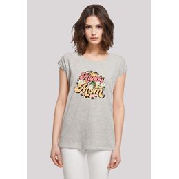 T-Shirt F4NT4STIC "Mothers Day Floral Design Happy Mom", Damen, Gr. 4XL, grau (erdgrau), Obermaterial: 100% Baumwolle, regular fit, Rundhals, ohne B&uuml;ndchen, Shirts T-Shirt, Premium Qualit&auml;t