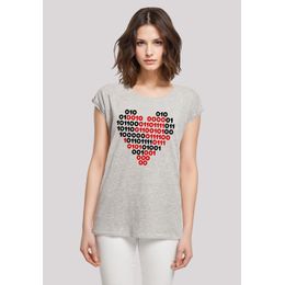 T-Shirt F4NT4STIC "I love you Binary Code Herz", Damen, Gr. 4XL, grau (erdgrau), Obermaterial: 100% Baumwolle, regular fit, Rundhals, ohne B&uuml;ndchen, Shirts T-Shirt, Premium Qualit&auml;t