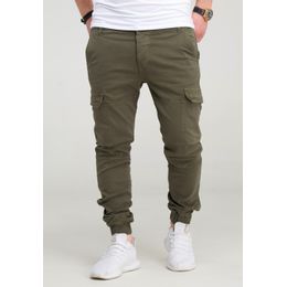 Cargohose behype "BHMattheo2", Damen, Gr. 36, US-Größen, grün (khaki), 98% Baumwolle, 2% Elasthan, unifarben, Hosen Cargohose, im Jogging-Design