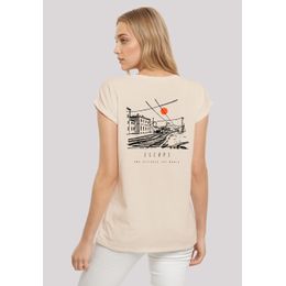 T-Shirt F4NT4STIC "Discover the World Train Station", Damen, Gr. L, sandwei&szlig;, Obermaterial: 100% Baumwolle, regular fit, Rundhals, ohne B&uuml;ndchen, Shirts T-Shirt, Premium Qualit&auml;t, ESCAPE Collection