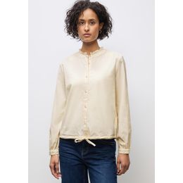 Street One Damen Langarmblusesoft beige, Gr. 44, unifarben, Web, 100% Baumwolle, Blusen, aus reiner Baumwolle