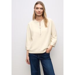 3/4-Arm-Shirt Street One, Damen, Gr. 34, soft beige, Stoff, 46% Modal, 46% Polyester, 8% Elasthan, unifarben, normal normal, Rundhals, abgesteppt, Shirts, mit 3/4 Ärmeln
