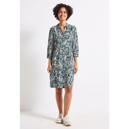 Sommerkleid Street One, Damen, Gr. 42, EURO-Gr&ouml;&szlig;en, blau (arona blau), Stoff, 88% Viskose, 12% Polyamid, bedruckt, normal knieumspielend, V-Ausschnitt, B&uuml;ndchen, Kleider Sommerkleid, mit Volant