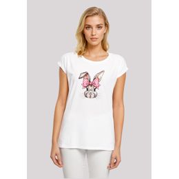 T-Shirt F4NT4STIC "Niedlicher Hase mit Schleife", Damen, Gr. 4XL, wei&szlig;, Obermaterial: 100% Baumwolle, regular fit, Rundhals, ohne B&uuml;ndchen, Shirts T-Shirt, Premium Qualit&auml;t