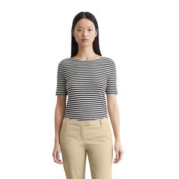 Marc O'Polo T-Shirt MARC O'POLO "aus Organic Cotton-Jersey", Damen, Gr. L, bunt (multi, schwarz), Obermaterial: 100% Baumwolle, gestreift, Basic, slim fit, U-Boot-Ausschnitt, normaler Saum, Shirts