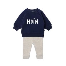 Sweatanzug Liliput "Moin", M&auml;dchen, Gr. 98/104, grau (dunkelblau, grau), 95% Baumwolle, 5% Polyester, bedruckt, Sportanz&uuml;ge, mit elastischen B&uuml;ndchen