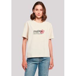 T-Shirt F4NT4STIC "Alice im Wunderland Reality", Damen, Gr. L, wei&szlig; (sandwei&szlig;), Obermaterial: 100% Baumwolle, oversize, Rundhals, ohne B&uuml;ndchen, Shirts T-Shirt, Nostalgie, Retro Print, Kinderserie